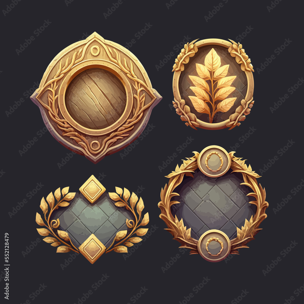 A set of colorful game level frames isolated on the background. Cartoon ...