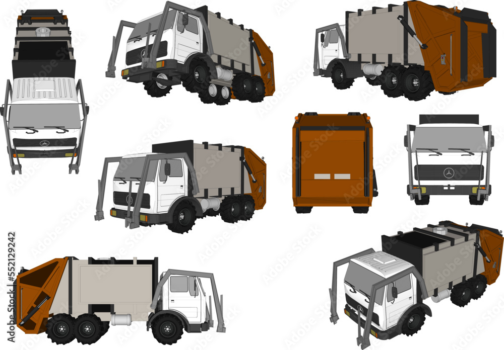 white background modern garbage truck vector design Stock Vector ...
