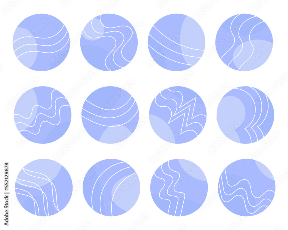 Set of soft blue backgrounds templates in boho style. Icons, vector ...