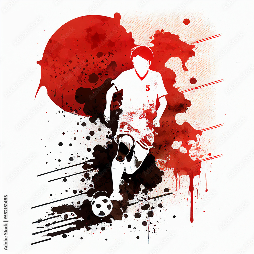 Japan soccer poster. Abstract Japanese football background. Japan ...
