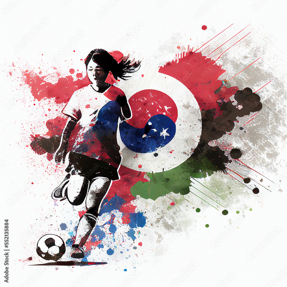 South Korea soccer poster. Abstract South Korean woman football ...