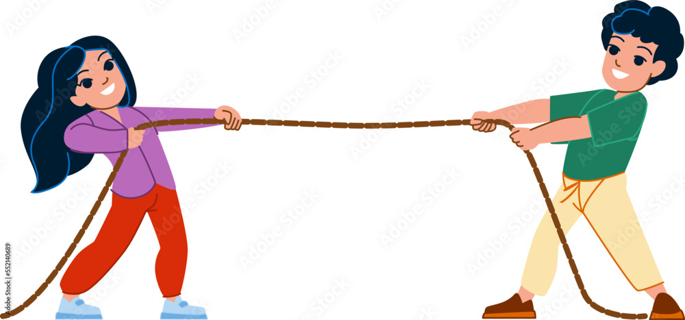 rope kid vector. child girl boy, game children, group sport, activity ...