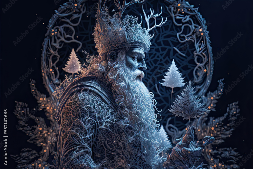 king santa claus with crown on his christmas throne sculpture Stock ...