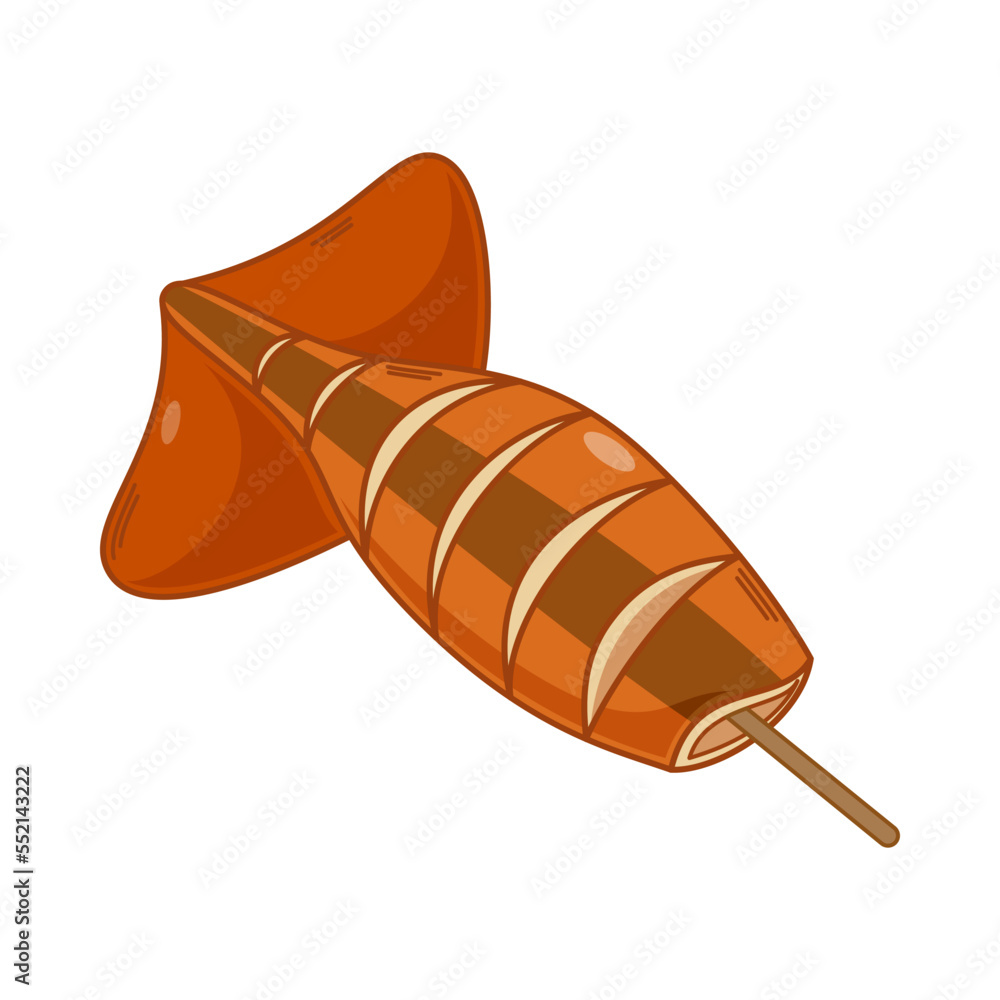 cartoon ikayaki, japanese food vector isolated on white background ...