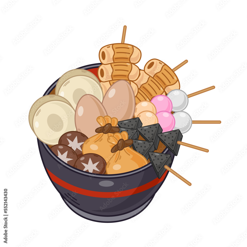 cartoon oden, japanese food vector isolated on white background Stock ...