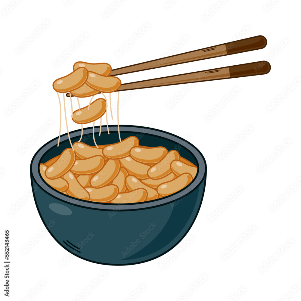 cartoon natto, japanese food vector isolated on white background Stock ...