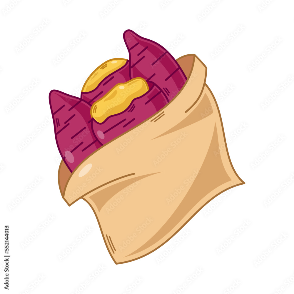 cartoon yakiimo, japanese food vector isolated on white background ...