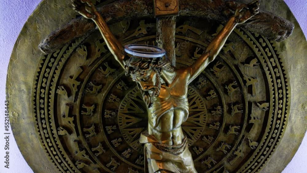Jesus dying on the cross. Cross of Jesus inside Catholic Church ...