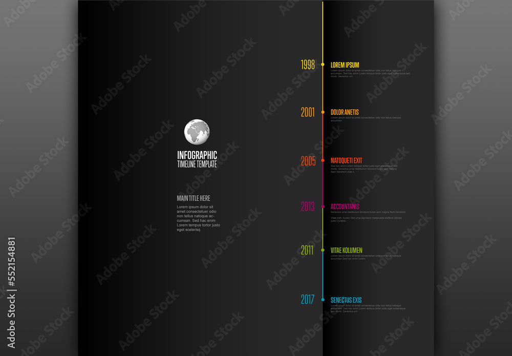 Simple dark timeline process infographic Stock Template | Adobe Stock