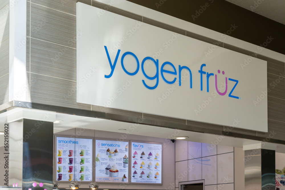 Buffalo, NY, USA - August 24, 2022: Close up of Yogen Fruz store sign ...