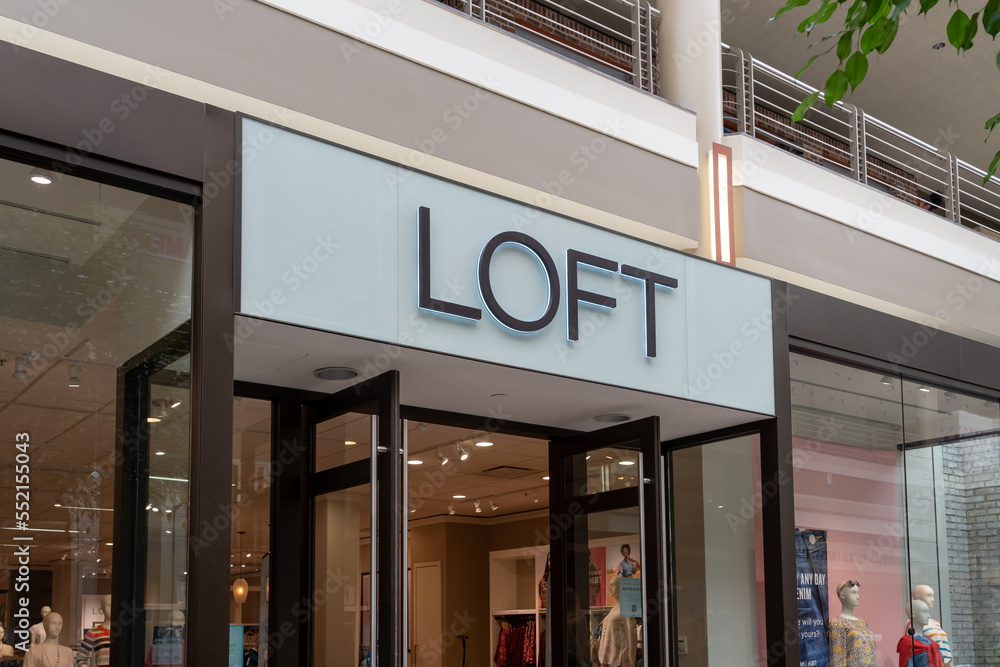 Buffalo, NY, USA - August 24, 2022: Close up of LOFT store sign is ...
