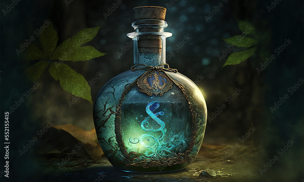Mystery Magic Bottle of Wishes, Dreams and Desires. Generative AI ...