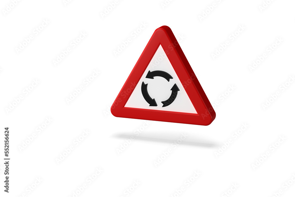 traffic signal made with 3d render. Roundabout warning. Highway code ...