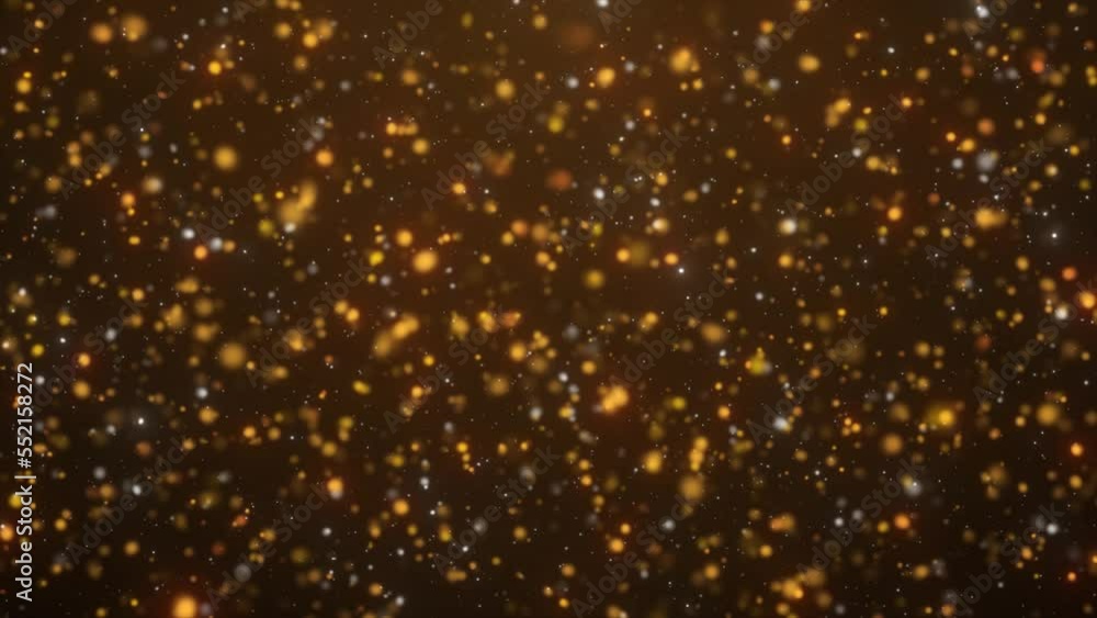 Vidéo Stock Golden Color Glitter Glowing Particle Flying In Air. Glowing Bokeh Particle Floating ...