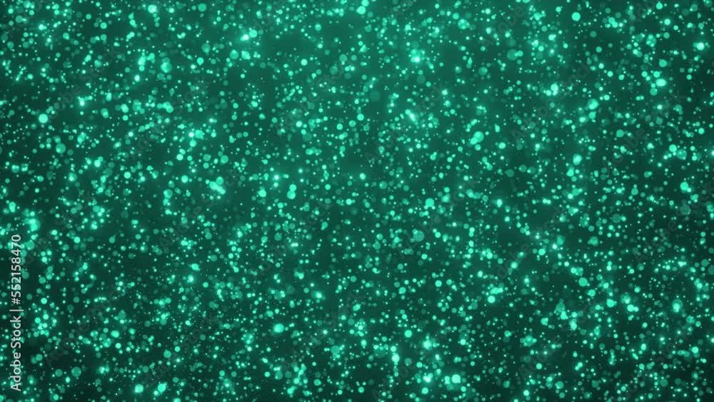 Green Color Glitter Glowing Particle Flying In Air. Glowing Bokeh ...