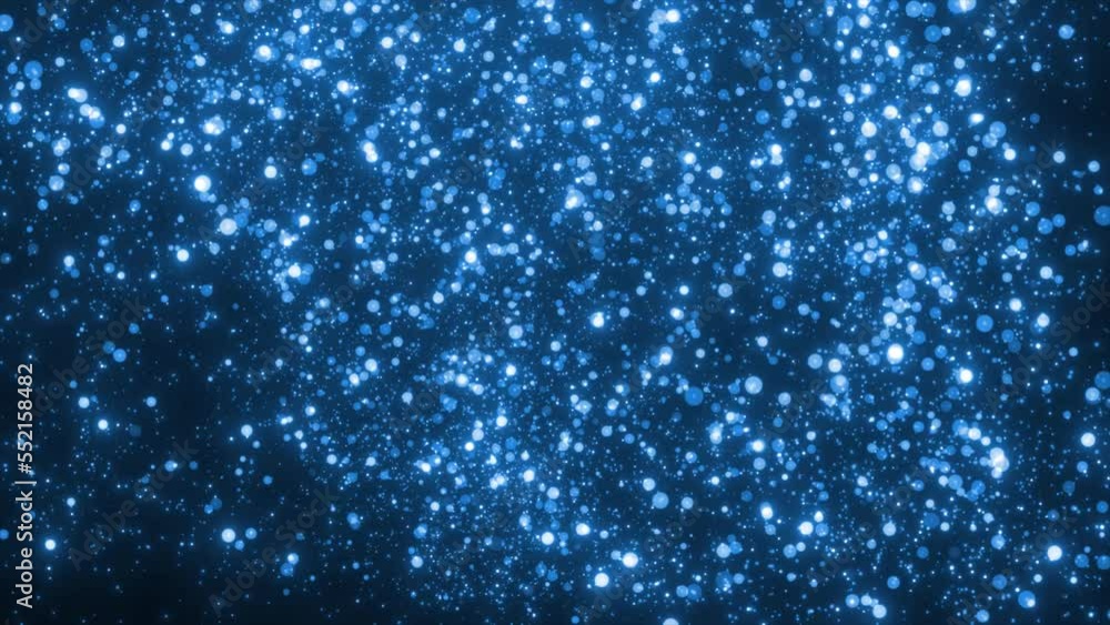 Blue Color Glitter Glowing Particle Flying In Air. Glowing Bokeh ...