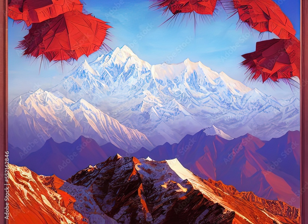 Stok Kangri Mountain in India, Asia. Artist Depiction Stock ...