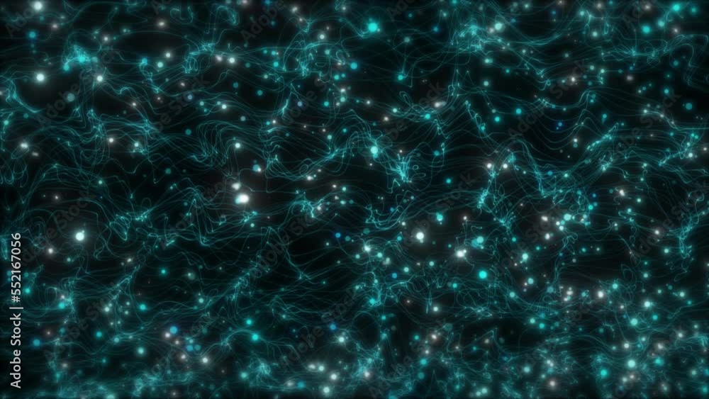 Abstract Particle Wave Background. Glowing Particle Flying Background ...