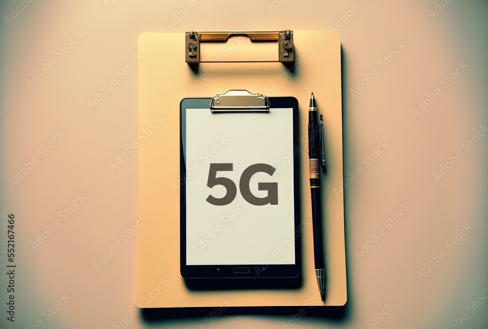 5G Wi Fi icon and clipboard in top view. Generative AI Stock Illustration | Adobe Stock