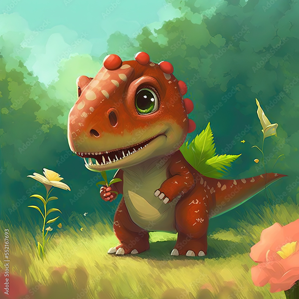 dinosaur cartoon Stock Illustration | Adobe Stock