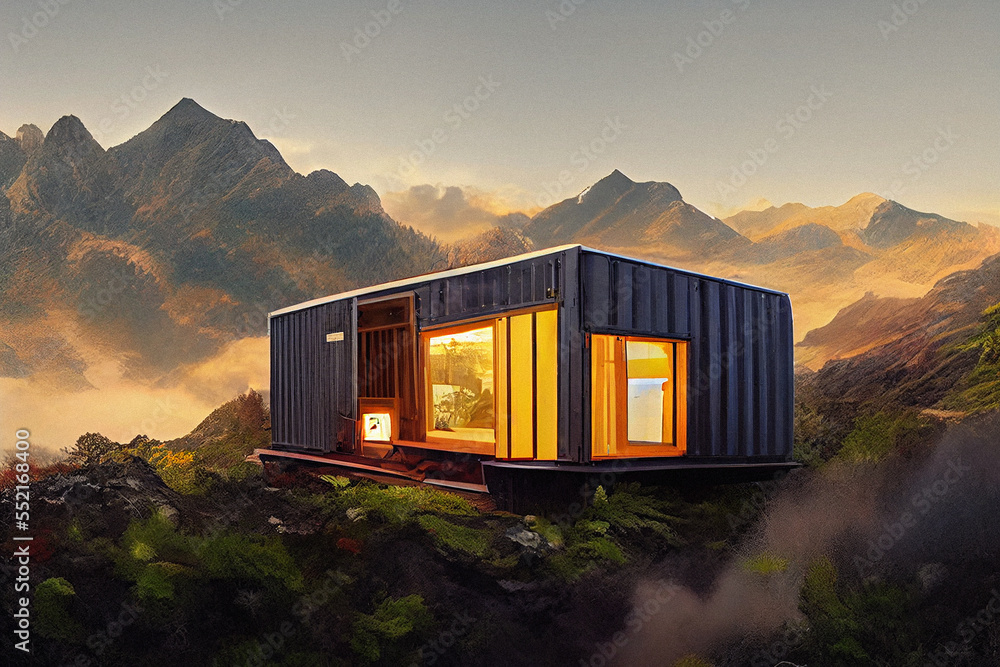Shipping Container Home Design - Generative AI Stock Illustration ...