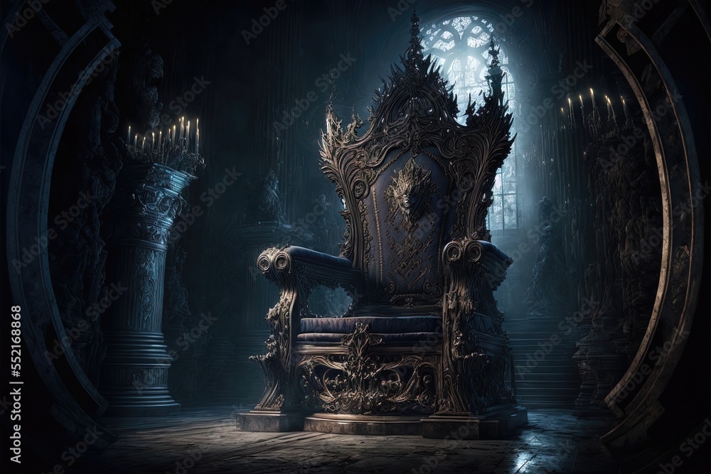 Majestic throne in the castle of darkness. AI Stock Illustration | Adobe Stock