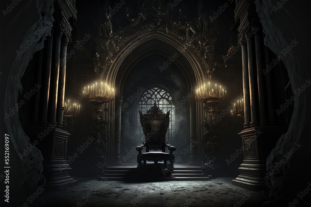 Majestic throne in the castle of darkness. AI Stock Illustration | Adobe Stock
