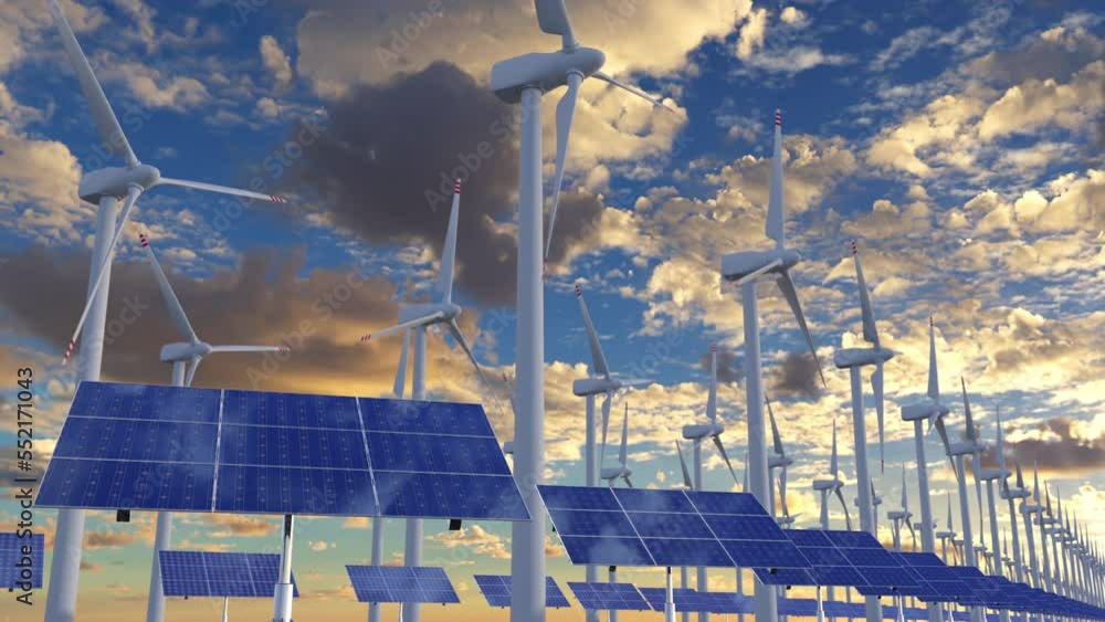 Stockvideon Energy farm with alternative renewable power sources. Huge ...