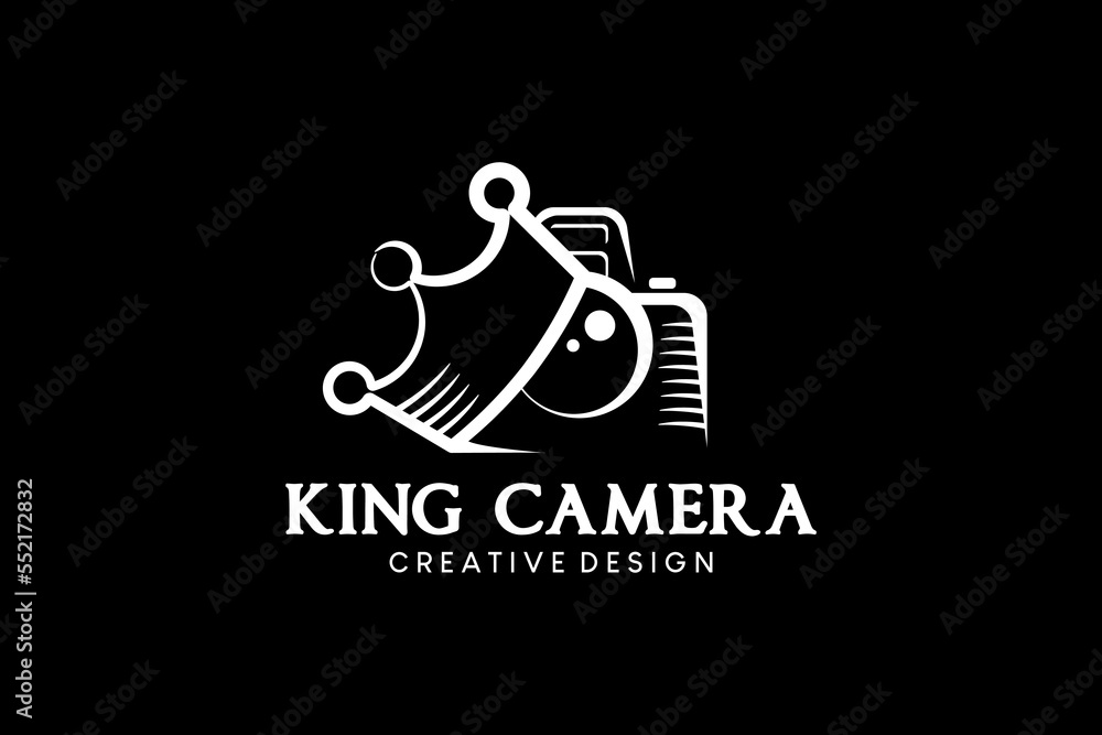 Camera logo design, photography king logo vector illustration Stock ...