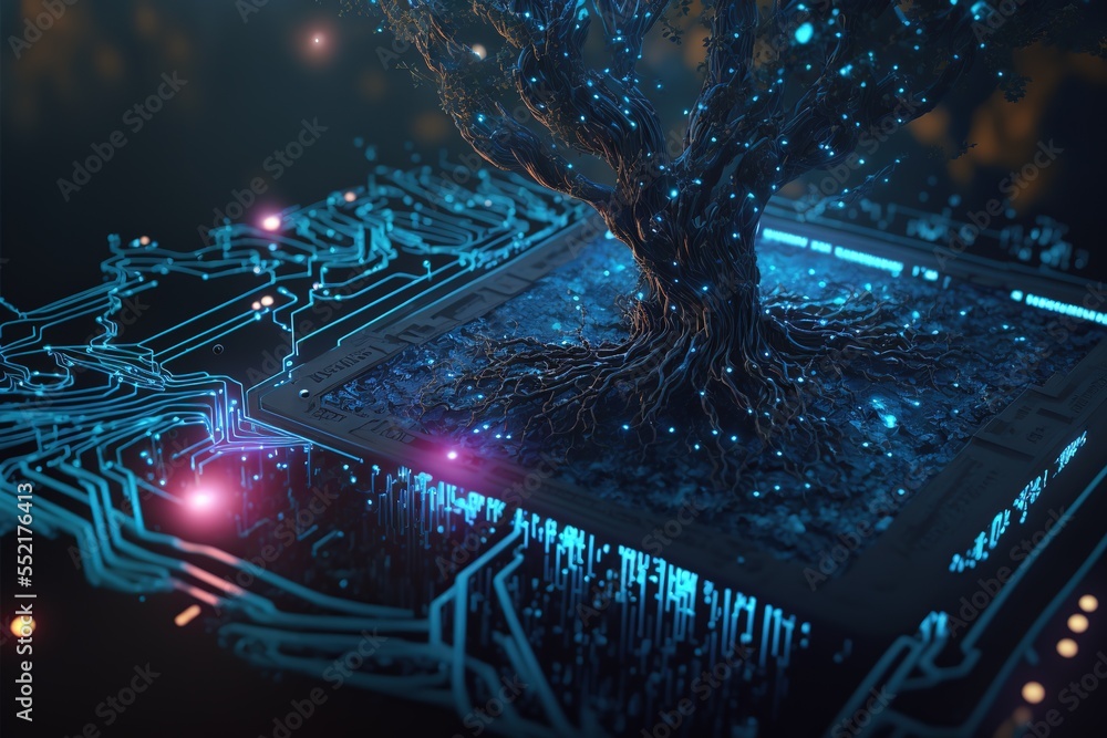 Technology tree - network connection or big data technology concept ...