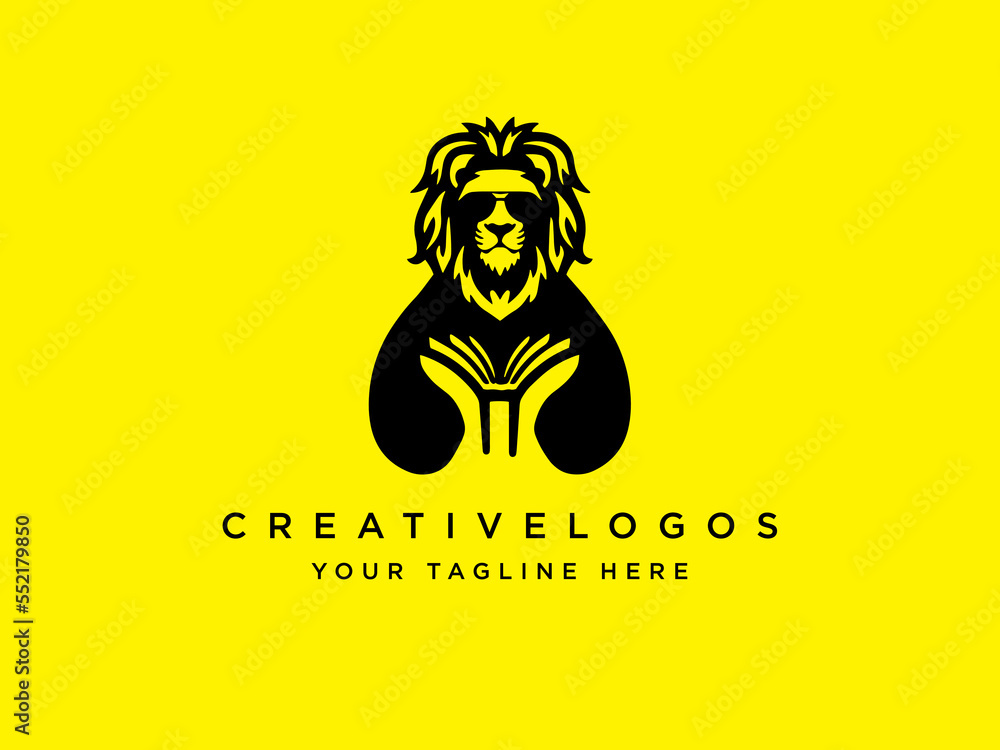 Lion reading book, lion reading vector, lion logo vector, tiger reading ...