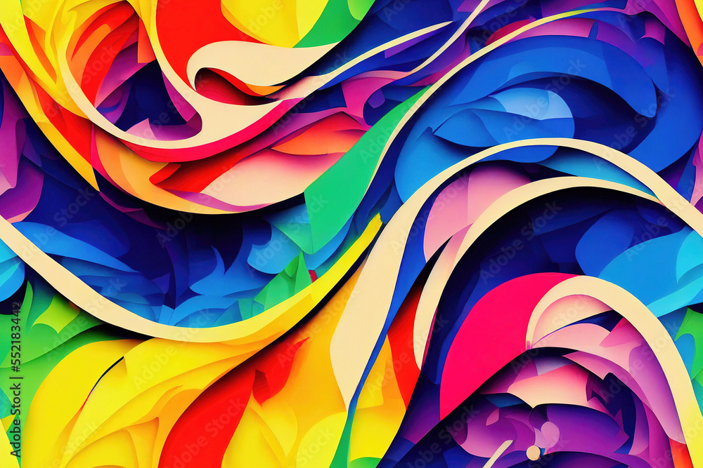 Rainbow 3D color wildstyle graffiti seamless background (Generative AI) Stock Illustration ...