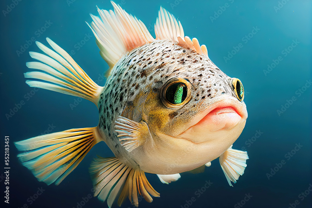 Cute blowfish under water (Generative AI) Stock Illustration | Adobe Stock