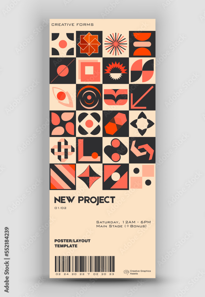 Modern exhibition ticket template layout made with abstract vector ...