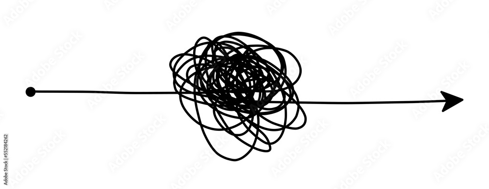 Chaotic drawing tangled doodle artwork with an arrow ilustración de ...