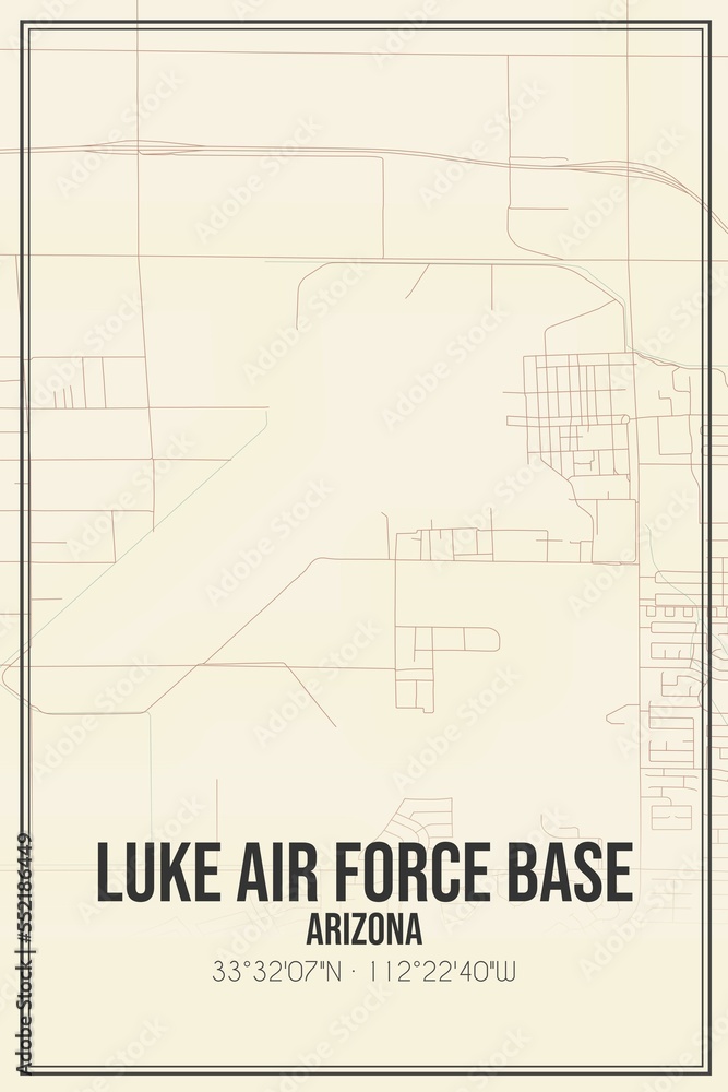 Photo & Art Print Retro US city map of Luke Air Force Base, Arizona, Rezona