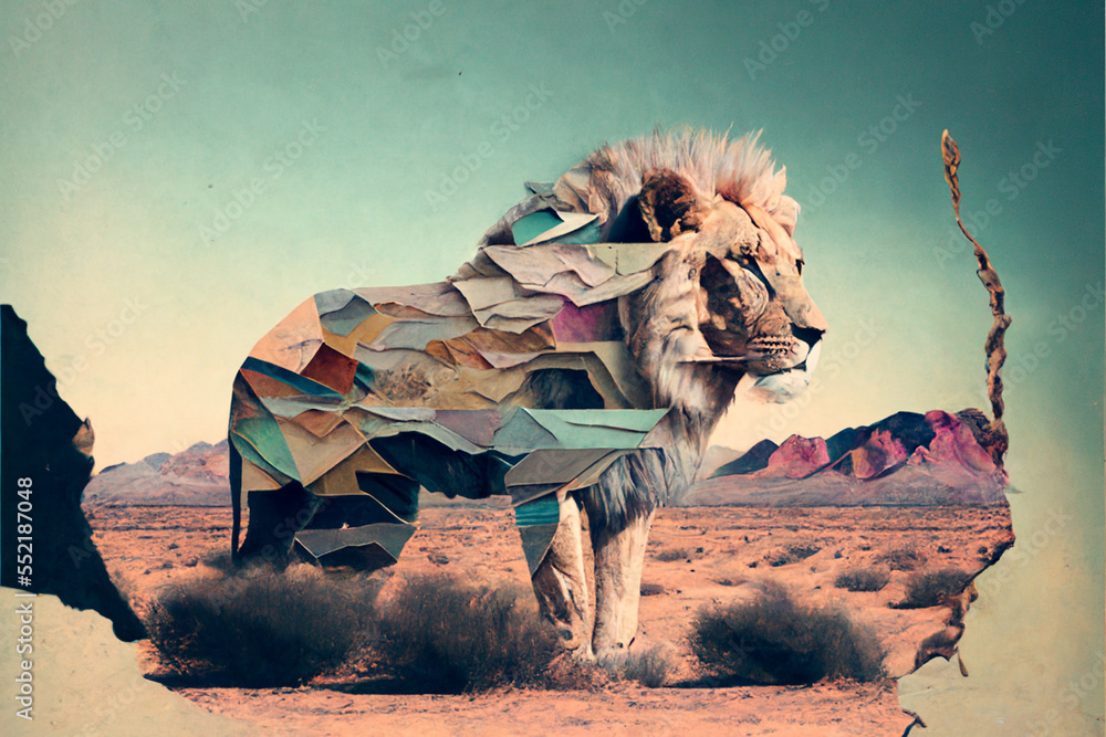 Lion Collage Artwork Stock Illustration | Adobe Stock