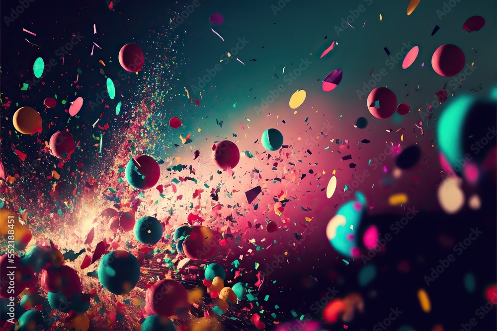 Festive confetti burst party background, colorful Stock Illustration ...
