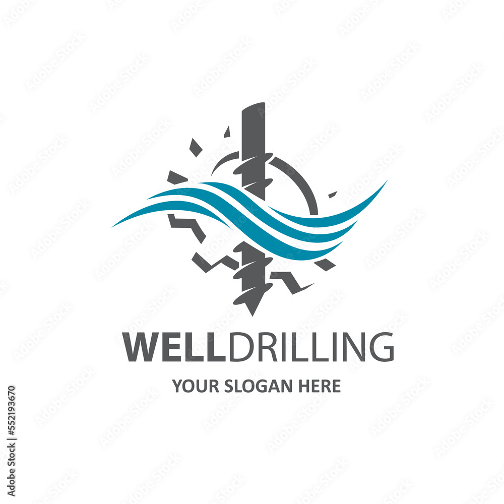 emblem of water well drilling isolated on white background Stock Vector ...