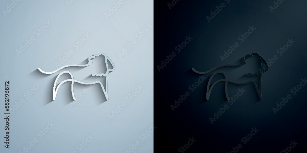 Leon one line animal paper icon with shadow vector illustration Stock ...