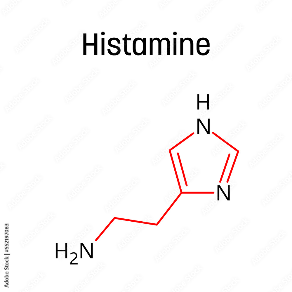 Histamine molecular structure. Histamine is organic compound involved ...