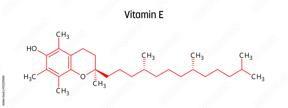 Vitamin E molecular structure. Vitamin E is a fat-soluble, essential ...
