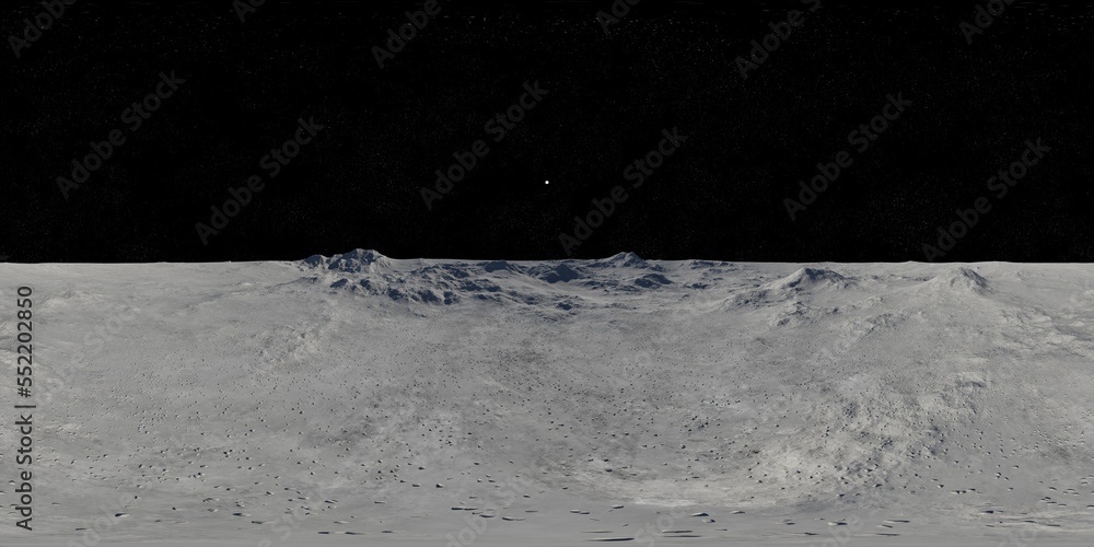Moon landscape, 3d 360 environment map, equirectangular projection ...