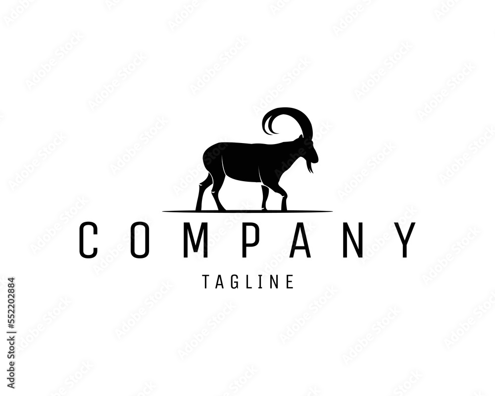 old horned goat logo silhouette isolated white background showing from ...