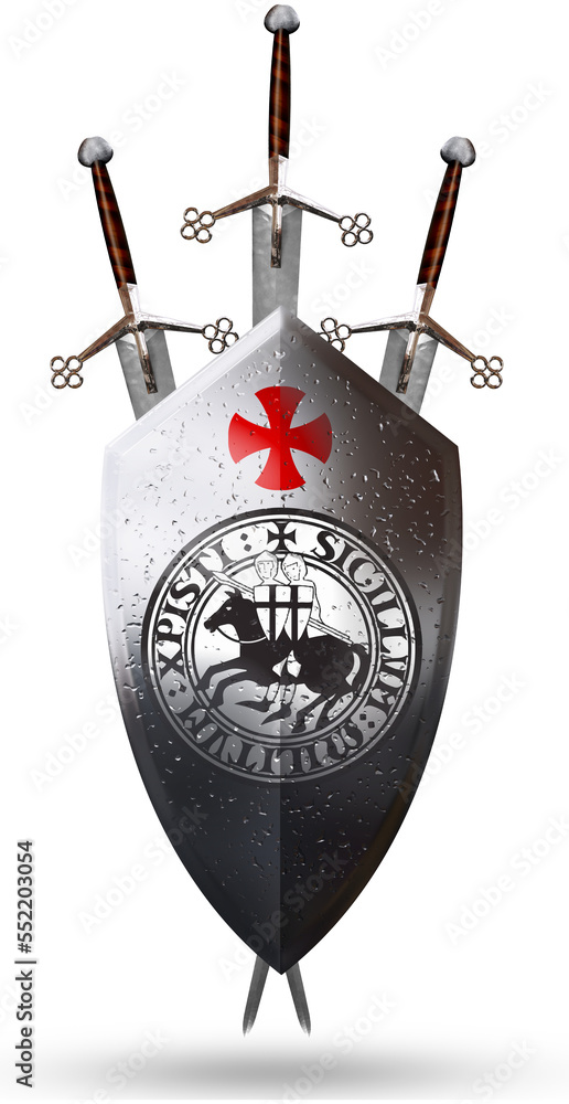 shield of three swords of the knights templar, crusaders Stock ...