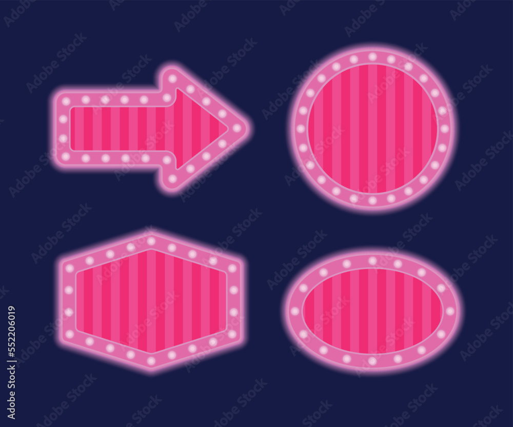 Vector banners with neon glowing in pink colors for your design Stock ...