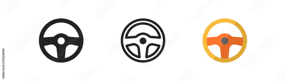 Car steering wheel outline icon. Drive symbol. Automobile test drive ...