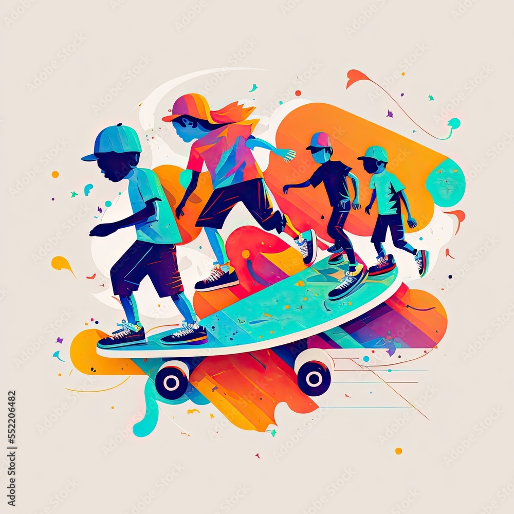 Kids skateboarding, Kid children boy and girl playing with skateboard ...