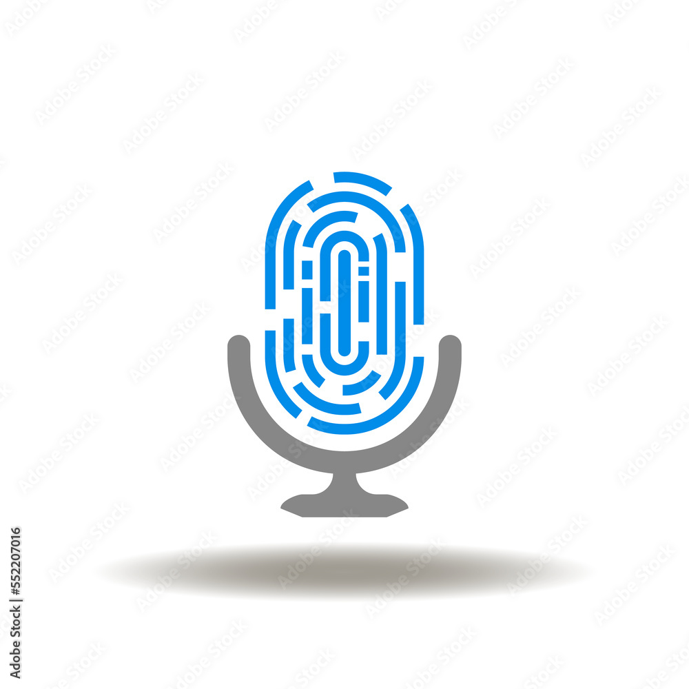 Vector illustration of microphone fingerprint. Icon of voice ...
