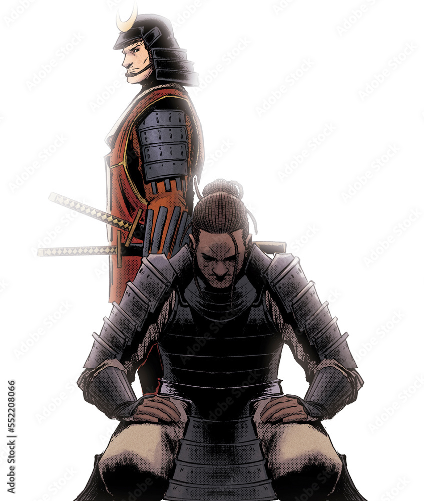 african samurai surrendering kneeling, japanese culture Stock ...